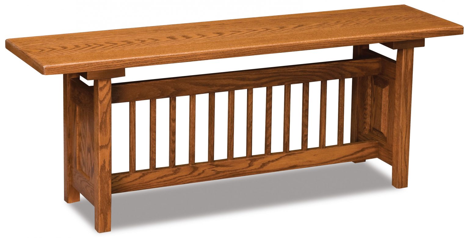 Classic Mission Trestle Bench | Amish Solid Wood Benches | Kvadro Furniture